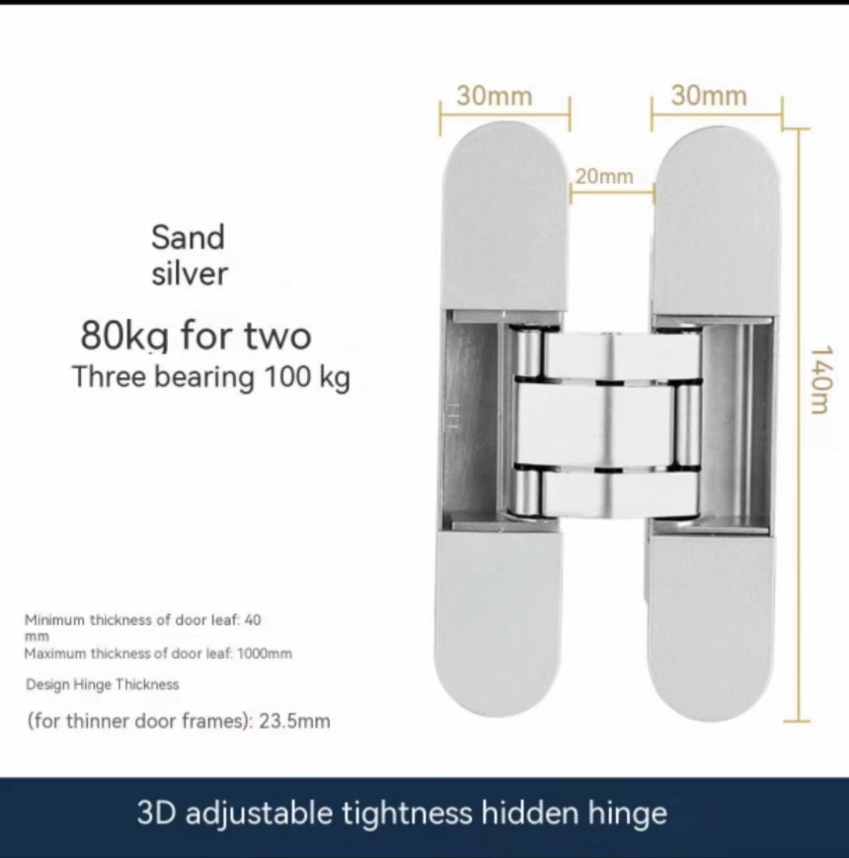 Satin Nickel Stainless Steel 180° Opening Hidden Cross Hinge 3D ...